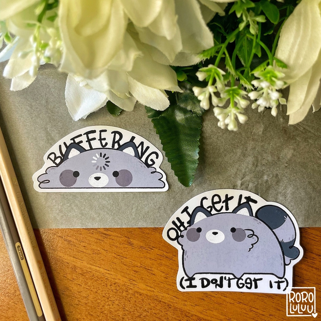 Buffering Pizza the Raccoon Sticker, Cute Chibi Sticker, Meme Sticker ...