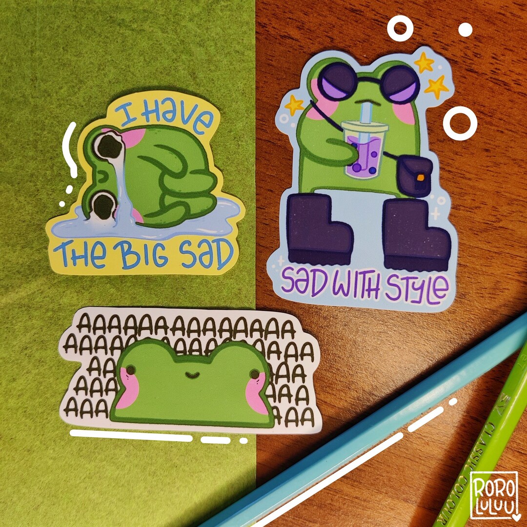 Big Sad Frog Stickers Cute Frog Sticker Meme Sticker Kawaii - Etsy