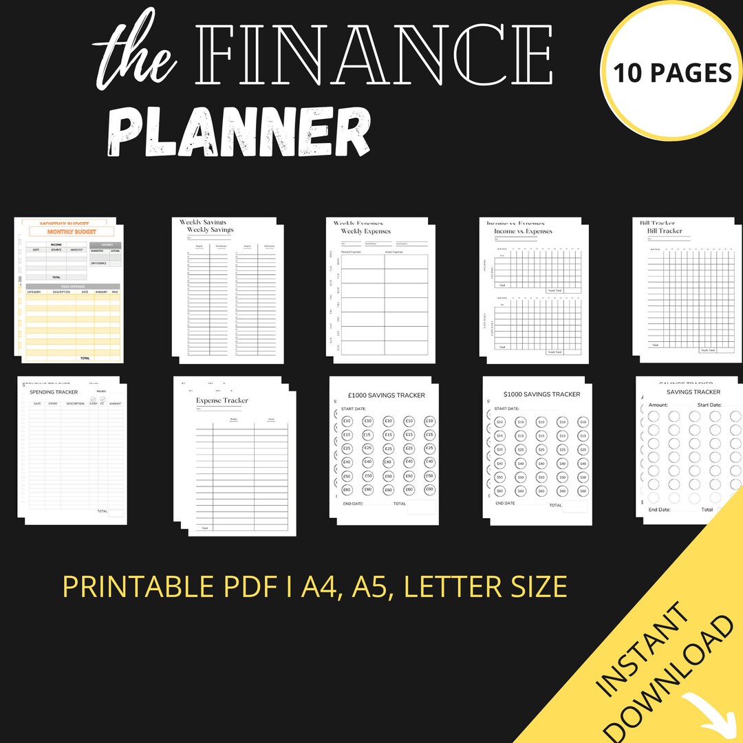 Finance Planner Printable, Expense Tracker, Bill Tracker, Weekly ...