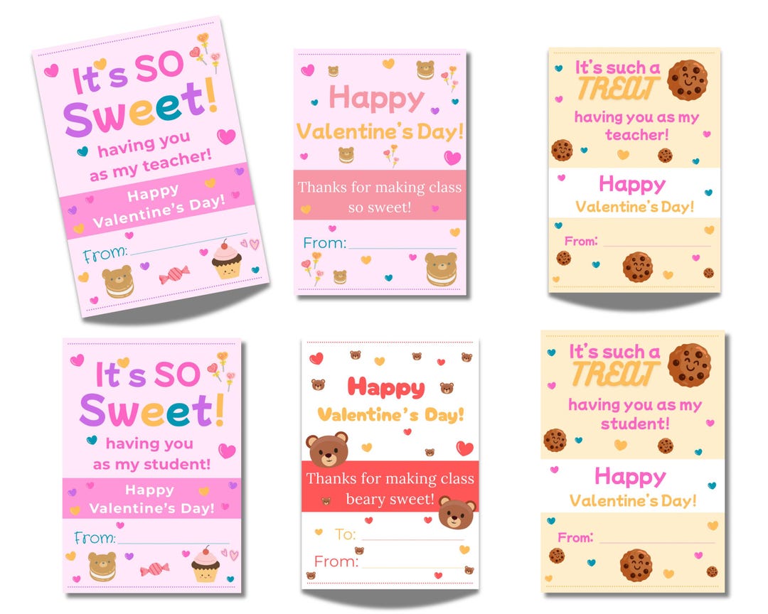 Printable Teacher Valentine Cards for Students | Classroom Valentine ...
