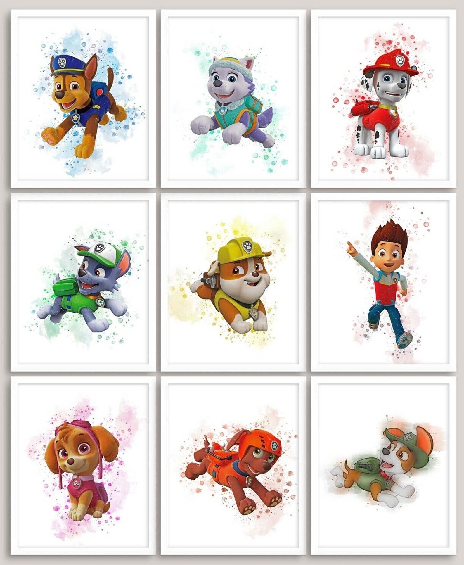Set Of 9 Or Individual A4 paw Patrol Prints | Etsy