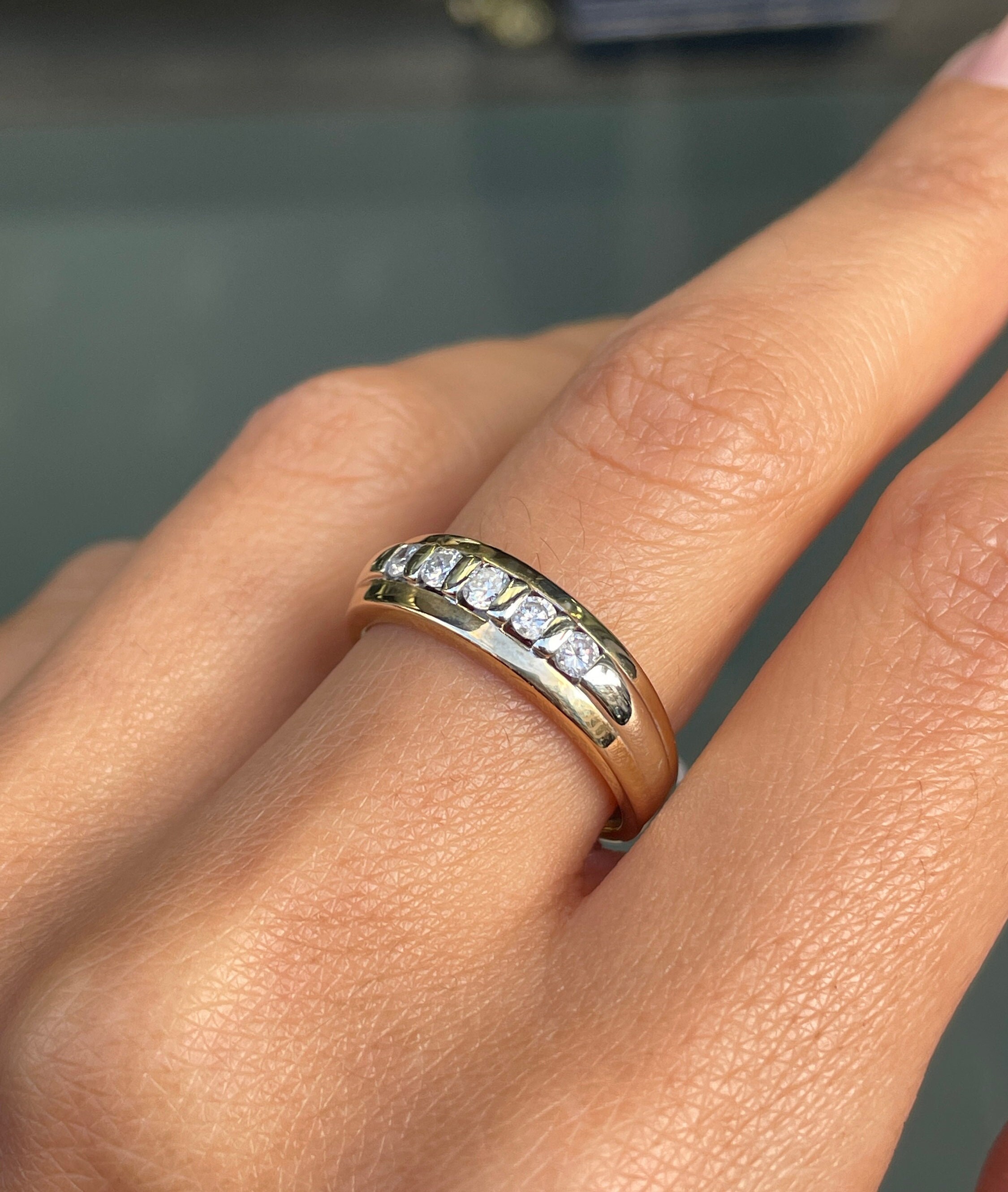 Gold and Diamond band Etsy
