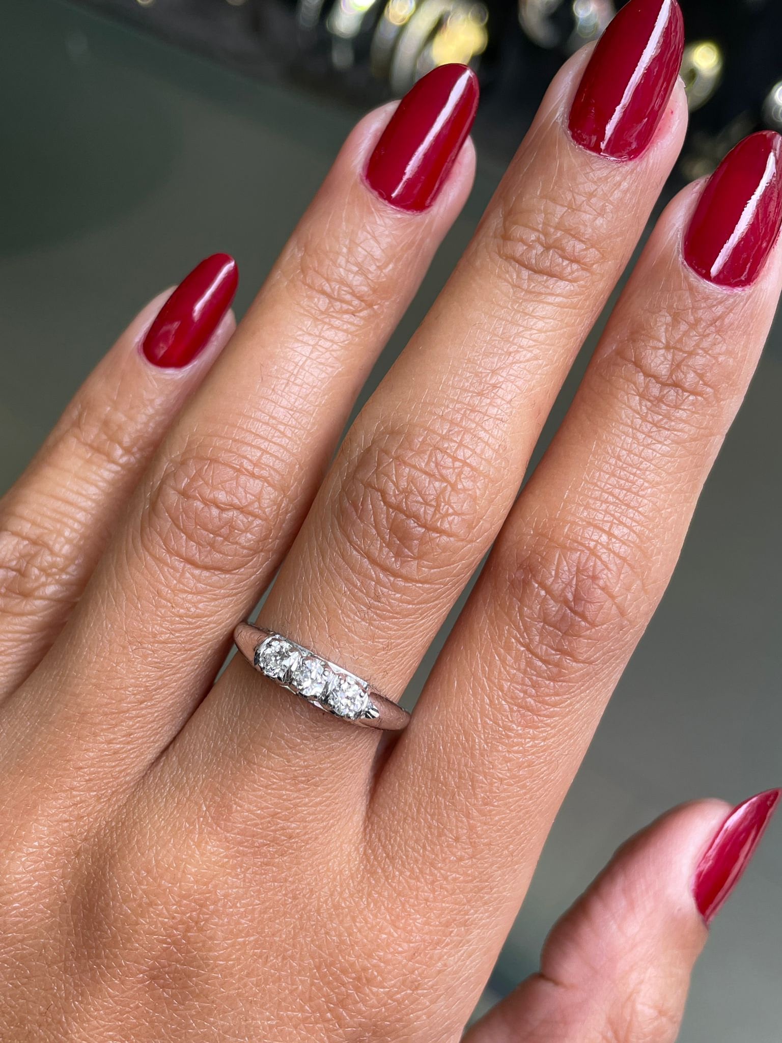 Three Stone Diamond Diamond Ring in 14ct White Gold Etsy