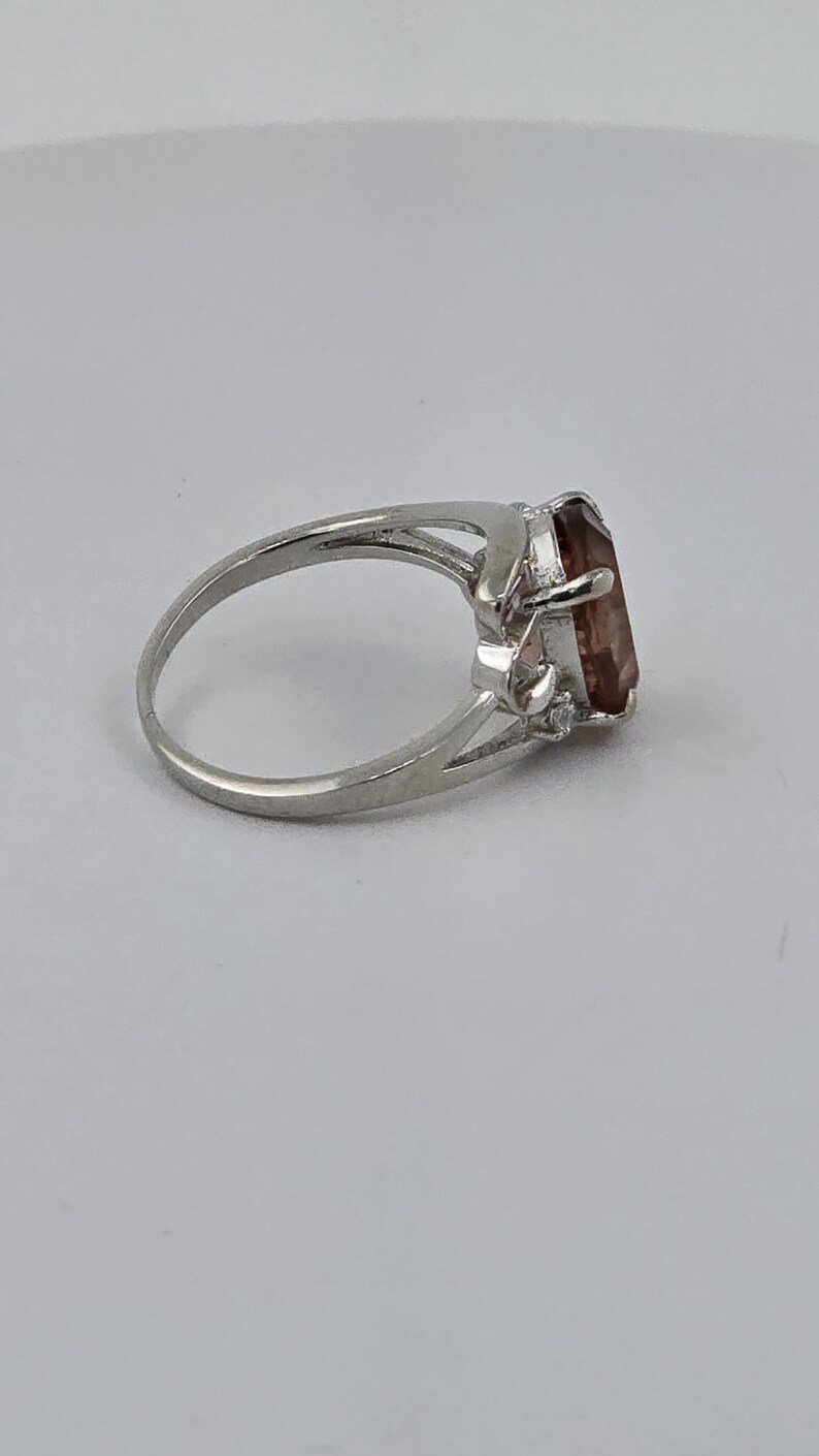 Oregon Sunstone Ring: Dark Pink Stone With Sterling Silver, CZ Accents ...
