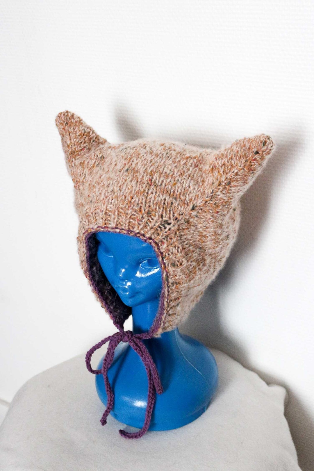 Hand Knitted Bonnet With Cat Ears - Etsy