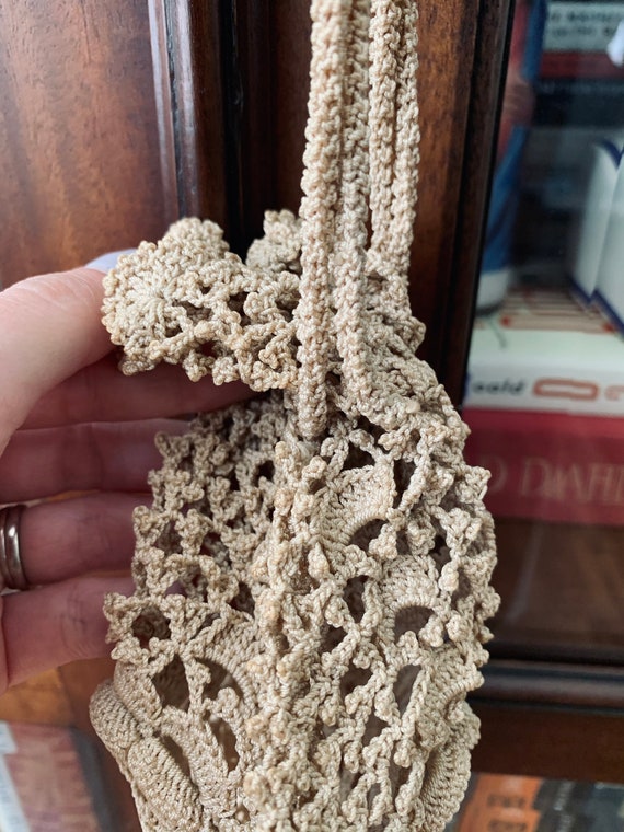 Vintage 19th-Century Crochet Reticule Bag - Gem