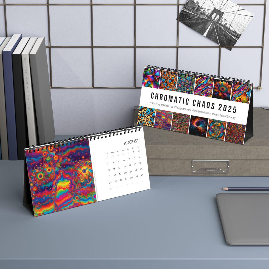Desktop Calendar 2025 chromatic Chaos by Artist Gerard Delaney ...