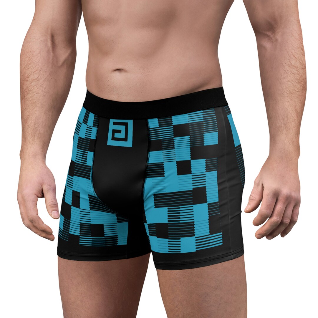 Men's Boxer Briefs Blue Graphic Pattern Abstract Art Pixel Turquoise by ...