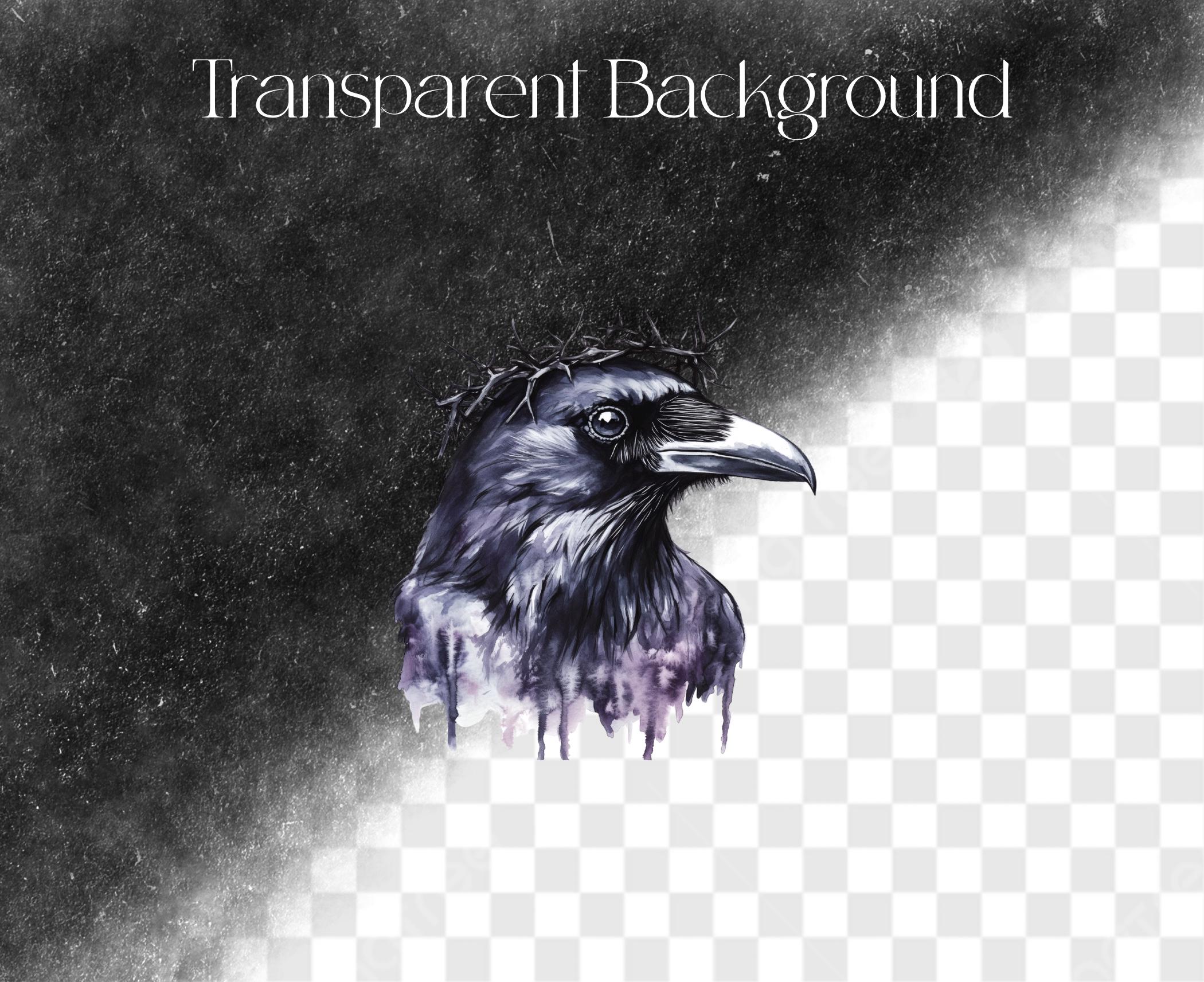 Watercolor Gothic Ravens Clipart, Dark Fantasy Raven PNG, Gothic ...