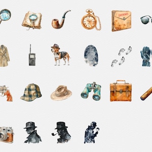 22 Detective Watercolor Clipart, Spy Clipart, Private Investigator ...