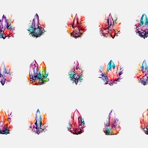 30 Watercolor Magic Crystals Clipart, Fairy Crystal Clipart, Fantasy ...
