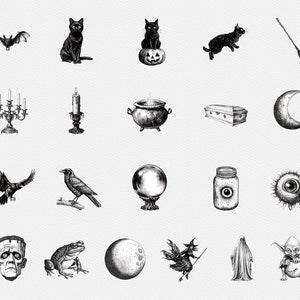 42 Vintage Halloween Clipart, Vintage Clipart, Vintage Witch, Black Cat ...