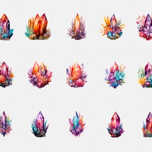 30 Watercolor Magic Crystals Clipart, Fairy Crystal Clipart, Fantasy ...