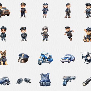 20 Police Kid Clipart, Watercolor Police Clipart, Police Car, Kid ...