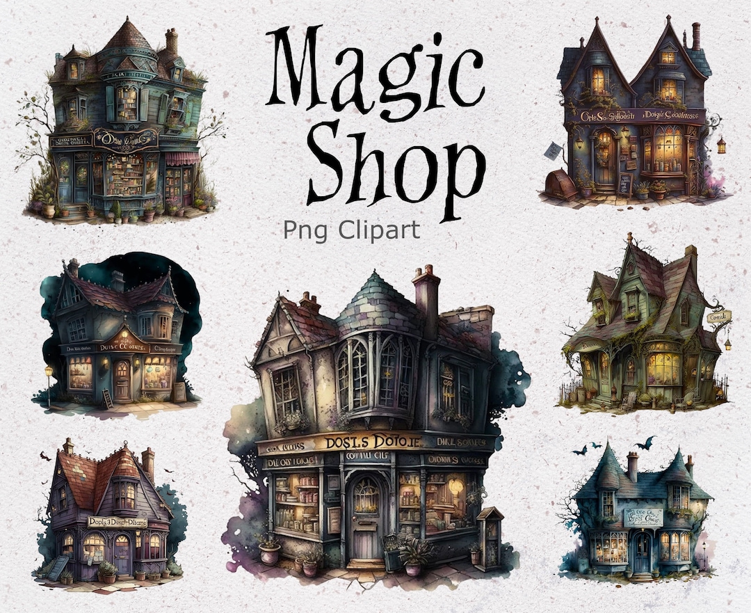 15 Magic Shops Watercolor Clipart, Mystical House Art, Fantasy Clipart ...