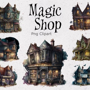 15 Magic Shops Watercolor Clipart, Mystical House Art, Fantasy Clipart ...