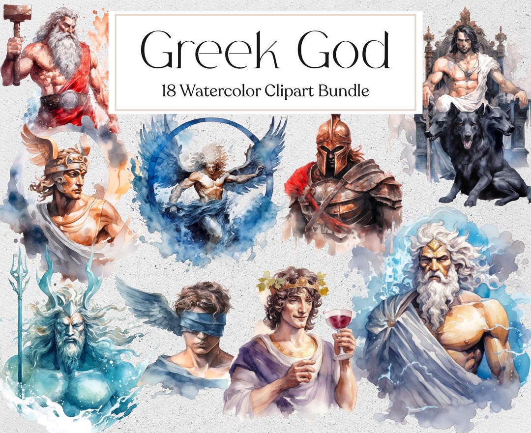 Greek God Clipart, Watercolor Greek Mythology Graphics, Fantasy PNG ...