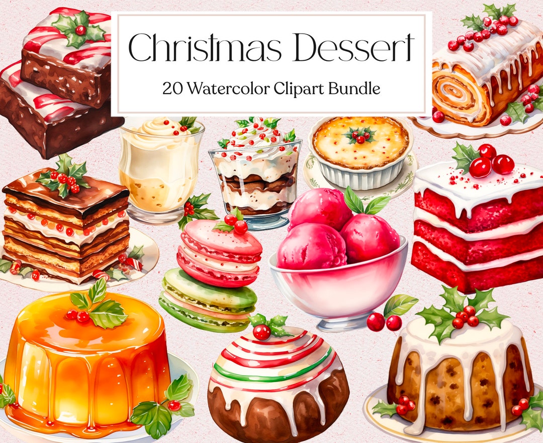 Christmas Dessert Watercolor Clipart, Christmas Food Png, Sweets ...
