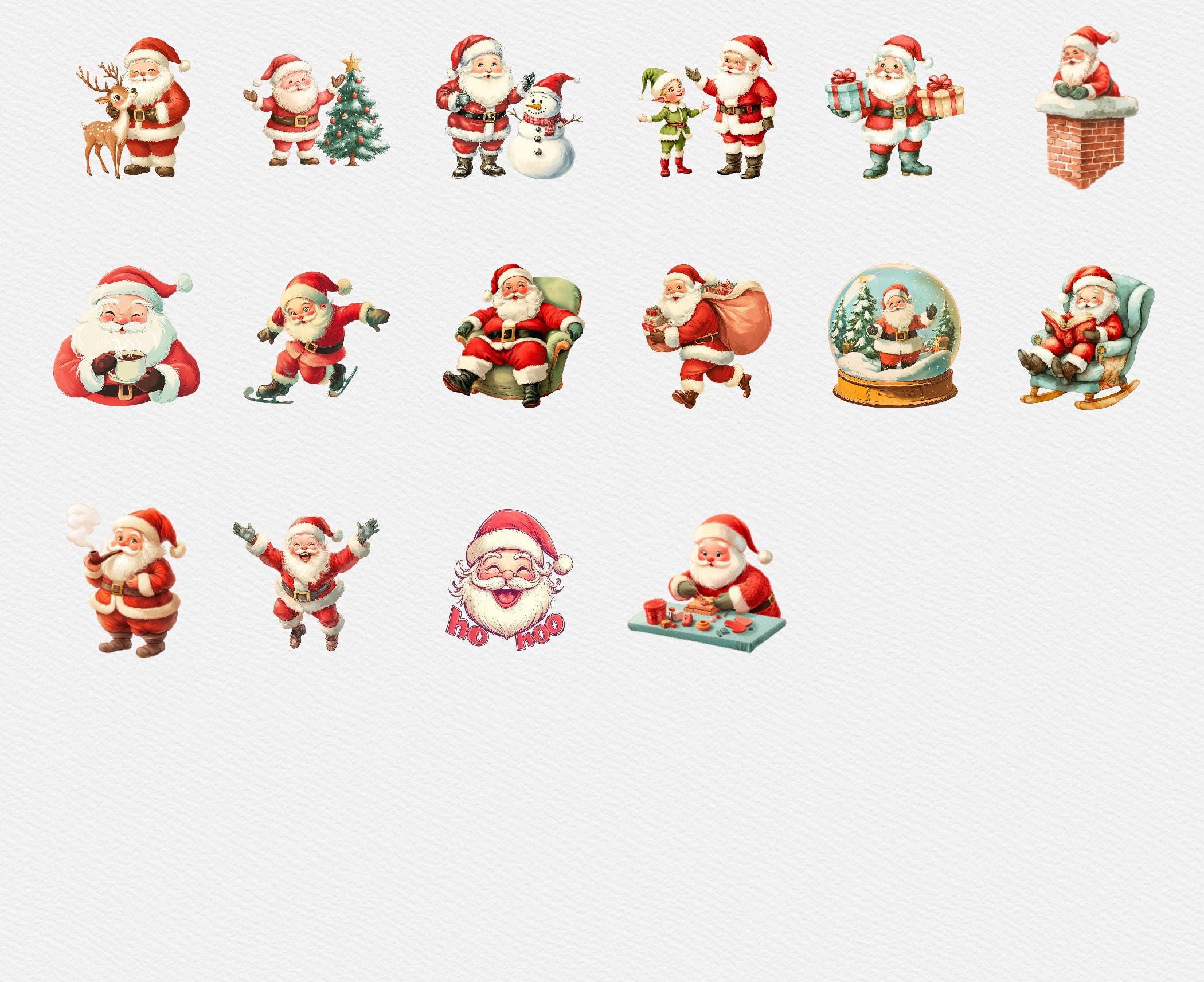 Cute Santa Clipart, Vintage Santa, Watercolor Christmas Santa Clipart ...
