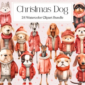 Christmas Dog Watercolor Clipart, Dog Clipart, Winter Clipart, Dog Mom ...