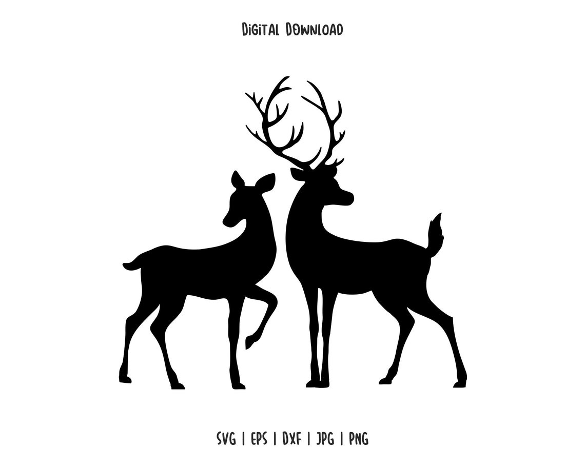 Deer Couple SVG Deer Silhouette Deer SVG Roe Deer SVG | Etsy
