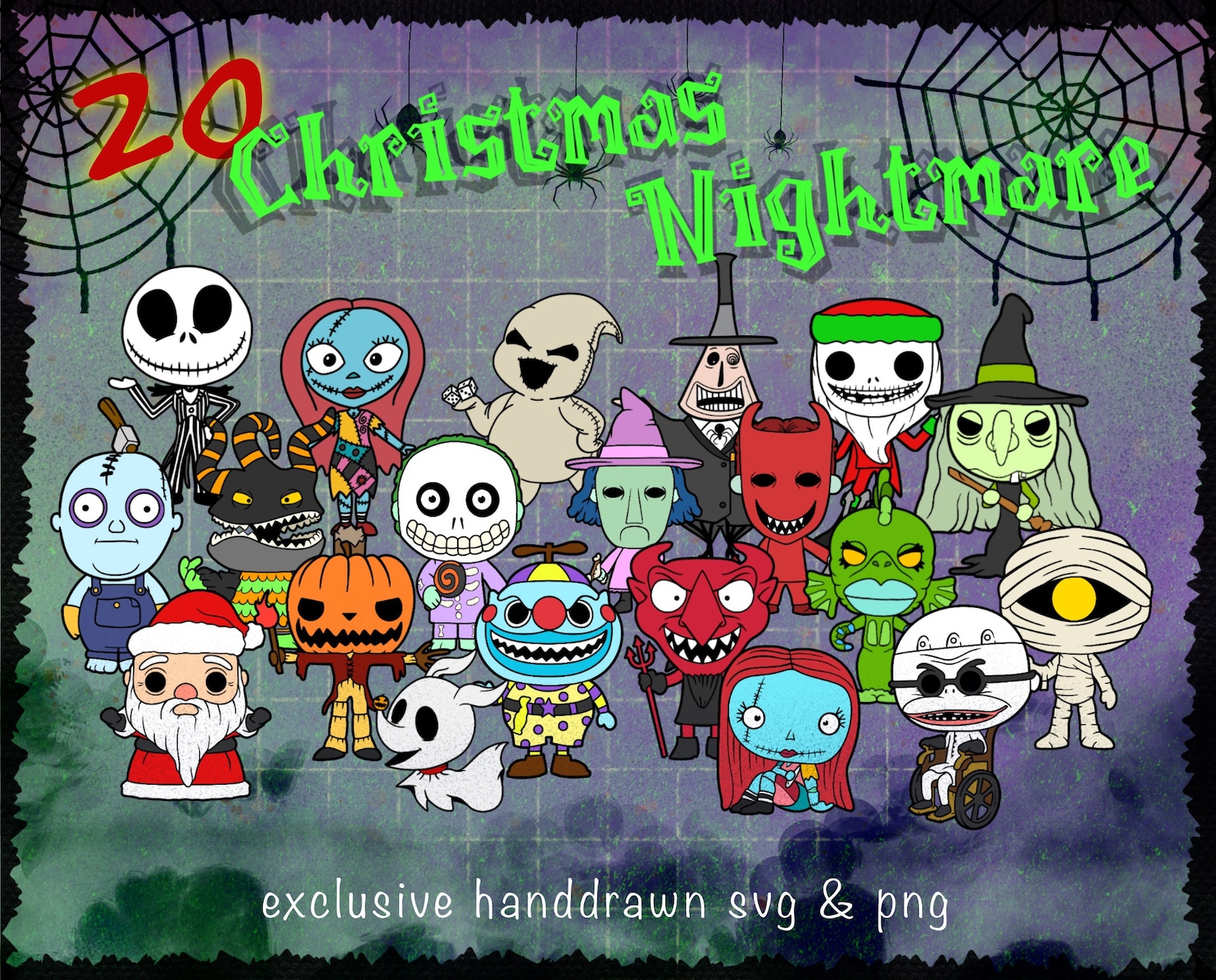 20 Christmas Nightmare Character SVG Bundle, Halloween Svg, Jack, Sally ...