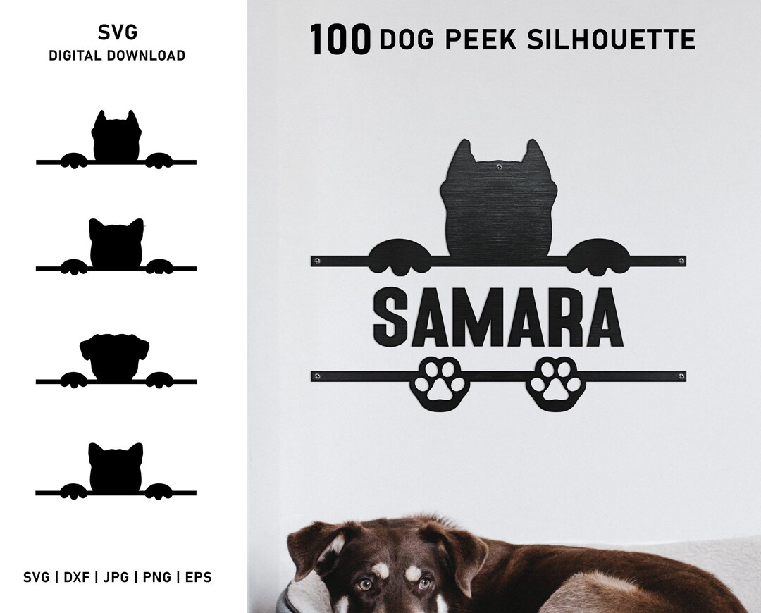 100 DOG PEEKING SILHOUETTE Bundle | Dog Svg | Dog Head Silhouette | Dog ...