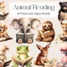 40 Baby Animal Reading Clipart, Watercolor Animal Reading Book, Cute ...