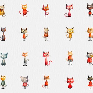 Whimsical Cat Clipart, Watercolor Cute Cat Clipart, Magic Cat Png ...