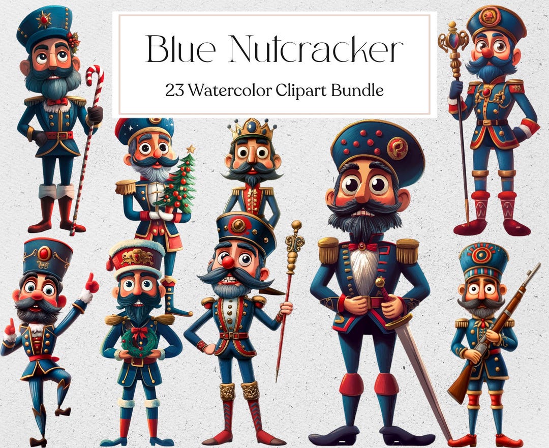 Watercolor Blue Nutcracker Clipart, Christmas Nutcracker Graphic ...