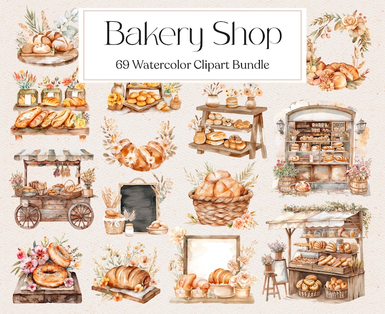 69 Bakery Shop Clipart, Bakery Clipart, Pastry Clipart, Bread Baguettes ...