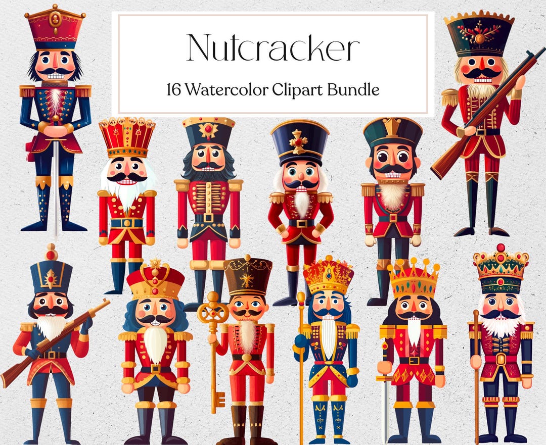 Nutcracker Clipart, Watercolor Christmas Nutcracker Graphic, Christmas ...