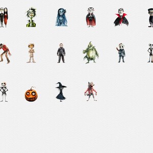 16 Halloween Movie Characters Clipart, Cute Spooky Cartoon Clipart ...