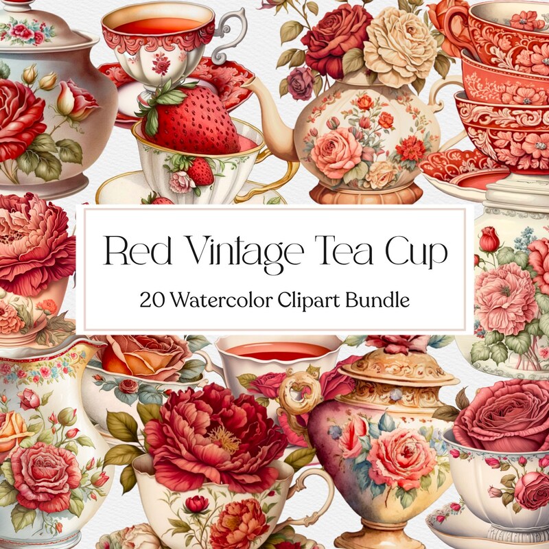 Tea Cup Clip Art - Etsy UK