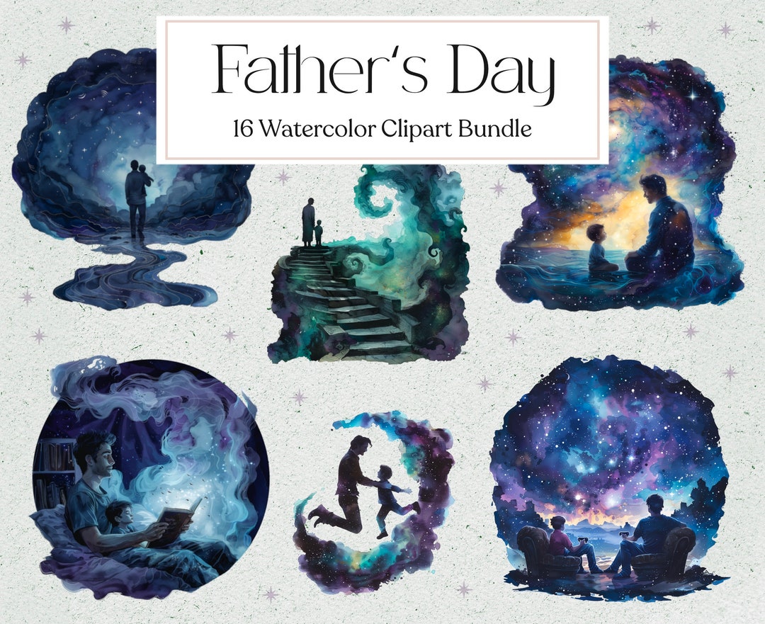 16 Father’s Day Watercolor Clipart, Watercolor Dad Clipart, Whimsical ...