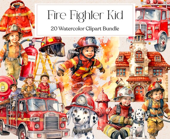 Firefighter Kids Clipart