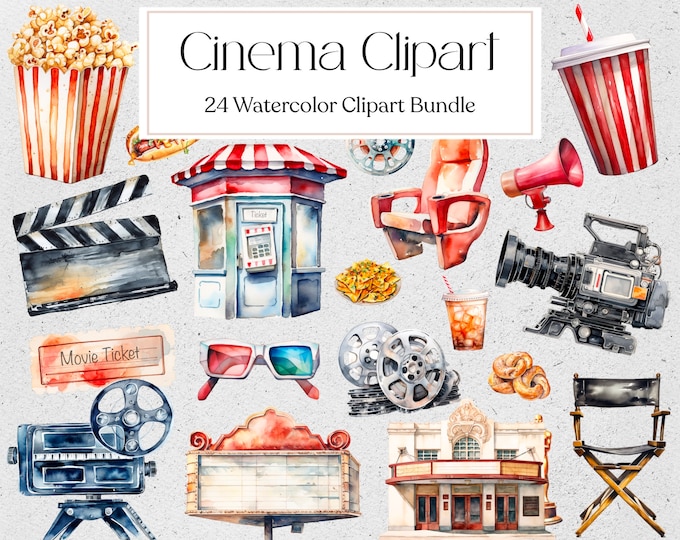 Movie Clipart, Movie Night Clip Art, Popcorn Clipart, Movie Theatre ...