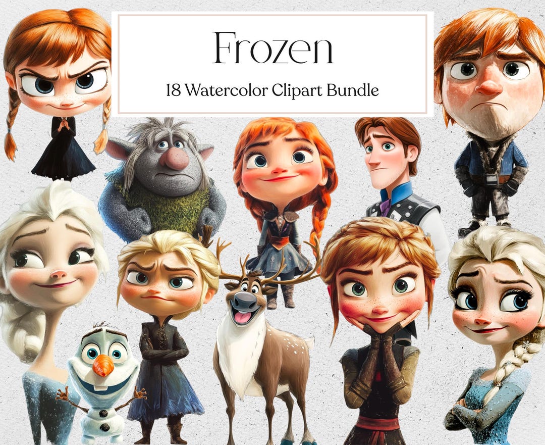 Watercolor Frozen Clipart, Winter Princess PNG, Nursery, Birthday, Junk ...