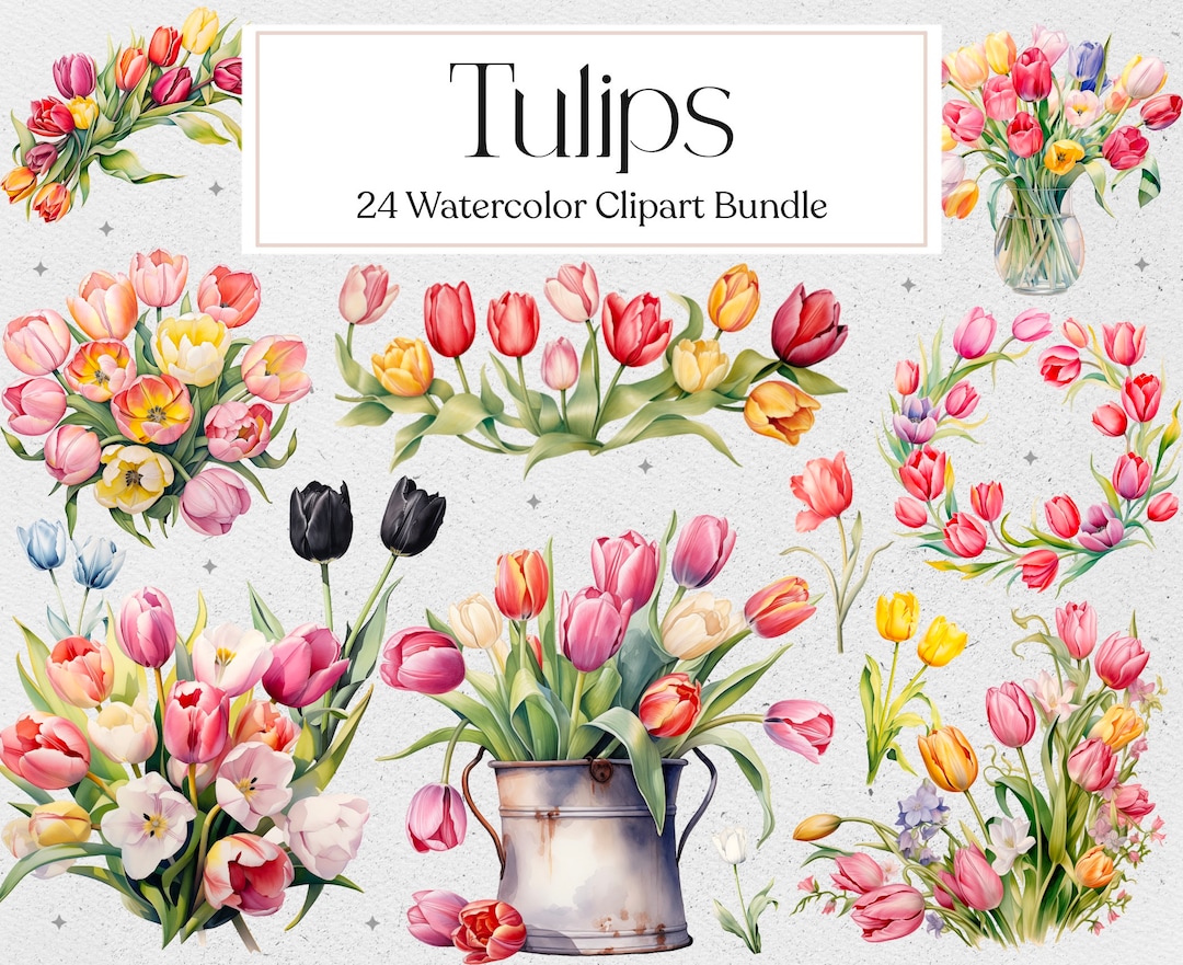 Watercolor Tulips Clipart, Flowers Clipart, Floral Invitation, Wedding ...