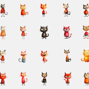 Whimsical Cat Clipart, Watercolor Cute Cat Clipart, Magic Cat Png ...