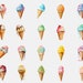 20 Ice Cream Clipart, Watercolor Ice Cream, Dessert Printable, Summer ...