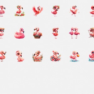 18 Cute Flamingo Clipart, Watercolor Flamingo Clipart, Tropical Bird ...