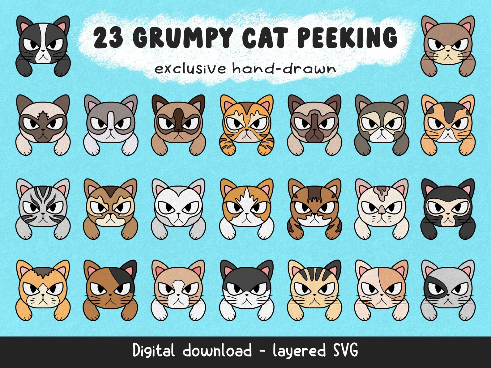 23 Cat Peeking SVG Bundle Grumpy Cat SVG Cute Cat Svg Cat - Etsy