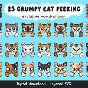 23 Cat Peeking SVG Bundle, Grumpy Cat SVG, Cute Cat Svg, Cat Breeds Svg ...