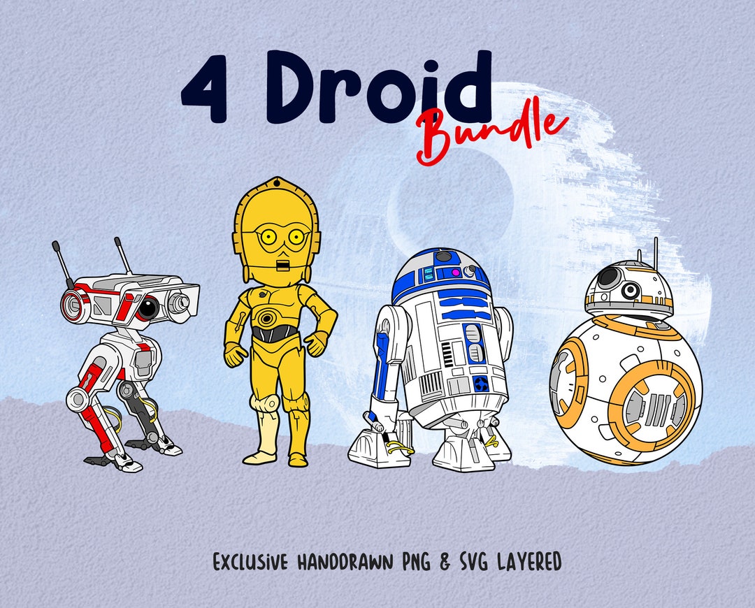 4 Droid SVG Bundle, Galaxy Wars Svg, Robot Clipart, C3P0 Clipart, Dead ...
