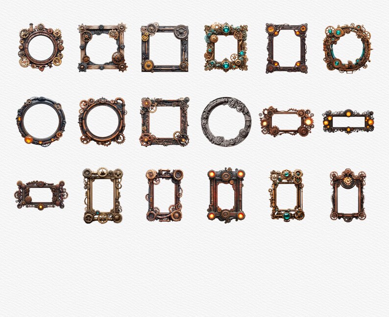 Steampunk Frame Clipart, Vintage Steampunk Graphic, Fantasy Clipart ...