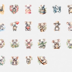 Cute Koala Clipart, Watercolor Baby Koala Clipart, Invitation, Baby ...