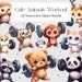 22 Cute Animals Workout Clipart, Kawaii Animals Clipart, Cute Sticker ...
