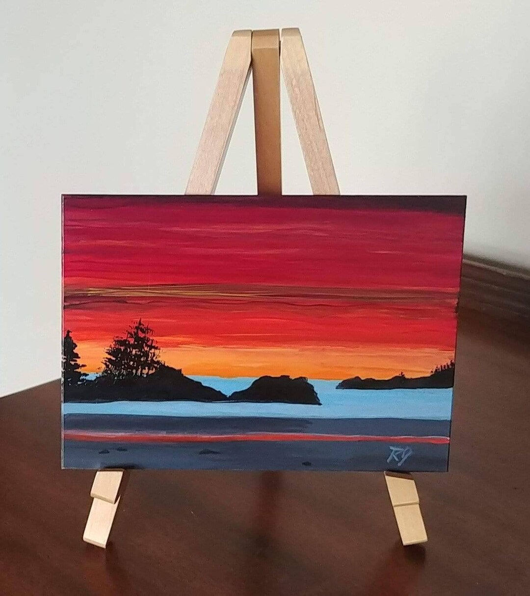 Small Acrylic Landscape Painting of a Beach on Vancouver Island- Signed ...