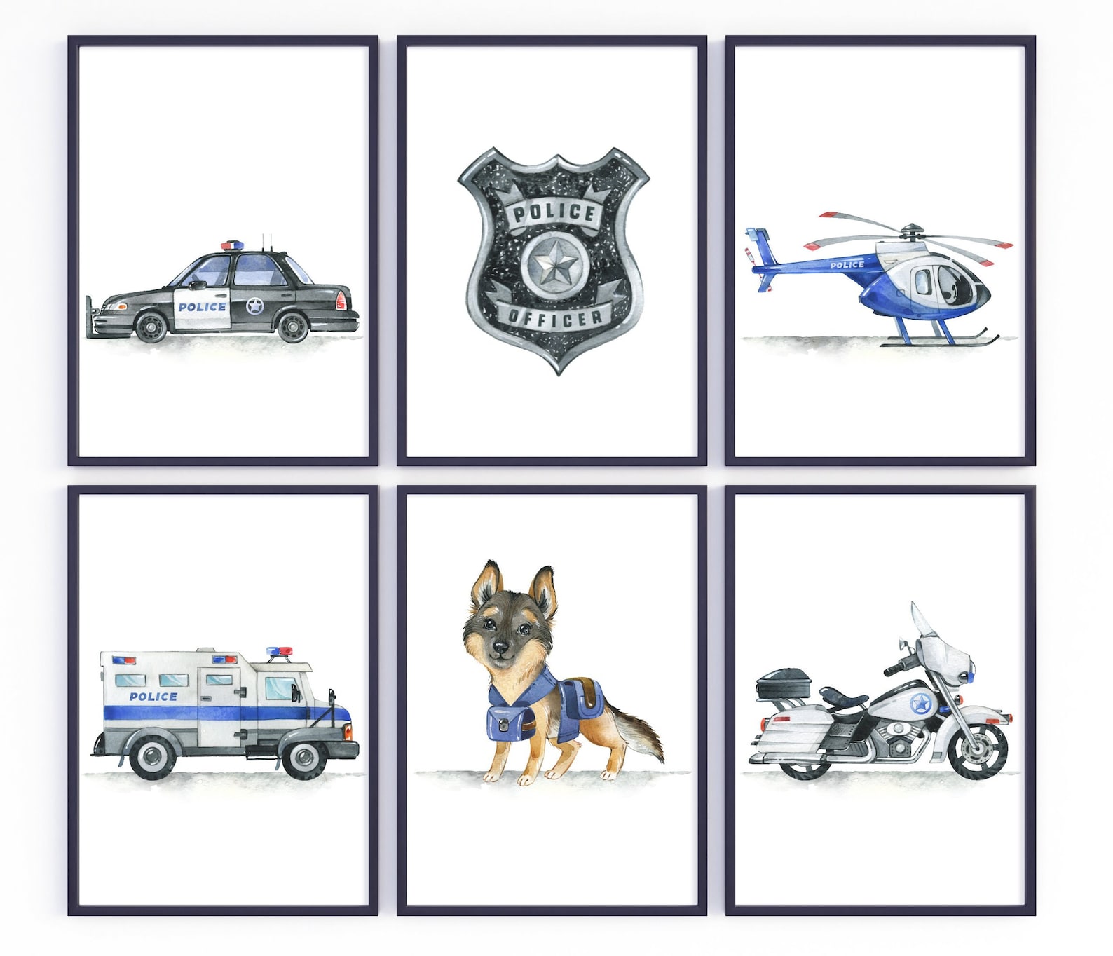 Police Nursery Prints- Nursery Prints for Boy- Toddler Nursery ...